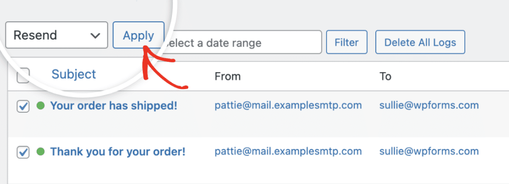 Resending Logged Emails