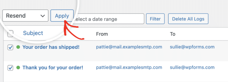 Resending Logged Emails