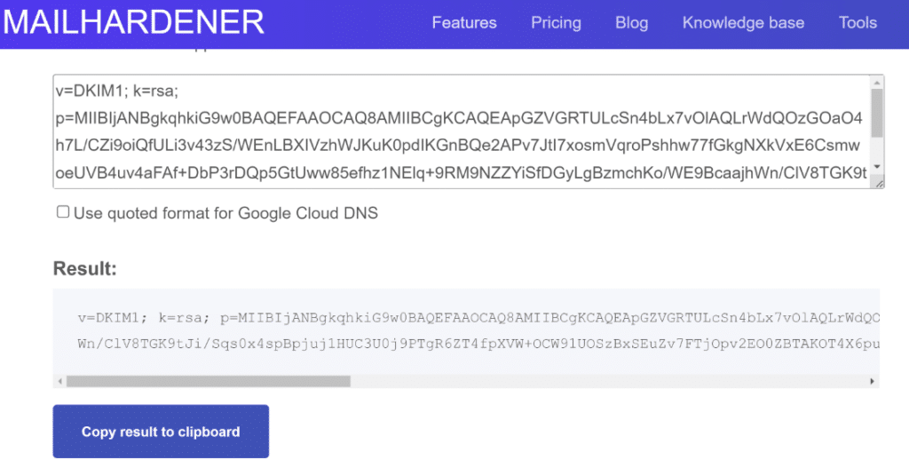 [Solved] How to Split a DKIM Record