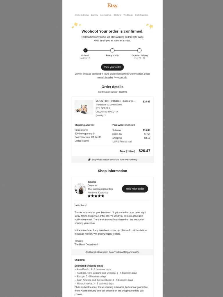 10 Order Confirmation Email Examples to Impress Customers